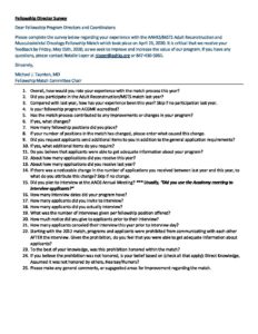 Post Fellowship Match Survey Questions | AAHKS