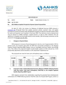 Summary of CMS CY2022 Medicare Inpatient Prospective Payment System ...