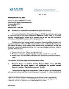 Comment Letter to CMS regarding the 2023 Medicare Inpatient Prospective ...