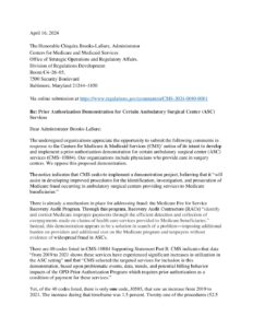 Sign On Letter to CMS Regarding Prior Authorization in ASCs | AAHKS