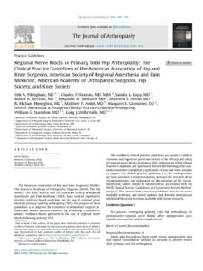 Regional Nerve Blocks in Primary Total Hip Arthroplasty AAHKS Clinical ...
